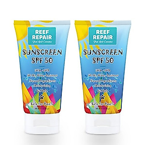 Reef Safe Sunscreen SPF 50 (2 Pack) - Natural, Travel Size, Water Resistant, Moisturizing, Broad Spectrum UVA/UVB Coral Friendly Mineral Suncream from Reef Repair (2 x 1.7 fl.Oz)