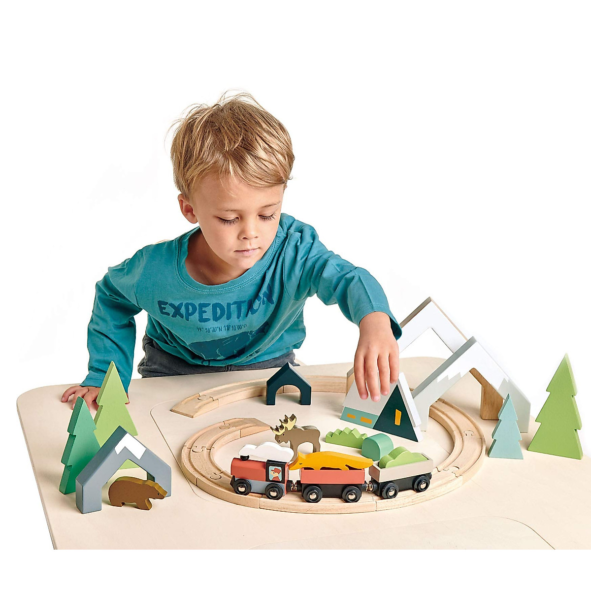 Tender Leaf Toys - Treetops Train Set - Beautiful Wooden Toy Train Set Kids - Intelligent and Imaginative Play Skills for Age 3+