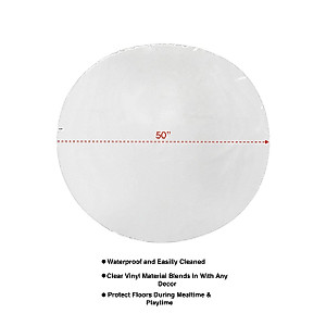 Jeep Floor Mat, Plastic Play Mat, Waterproof High Chair Floor Protector, Splat Mat, Multi-Purpose Playmat for Playing and Feeding, Clear, 50 Inches Diameter