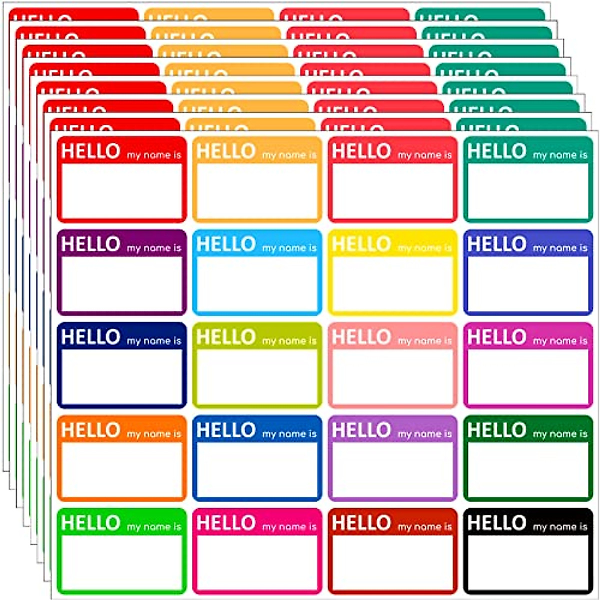 200 Pcs Name Tag Stickers for Events & School | Vibrant Labels
