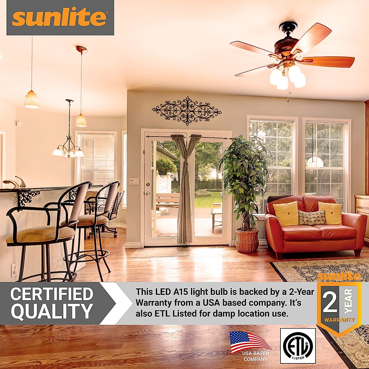 Sunlite 41409-SU LED A15 Light Bulb, 6 Watts (40W Equivalent), Intermediate Base (E17), 480 Lumens, Dimmable, Frosted Finish, ETL Listed, 6 Count, 3000K Warm White