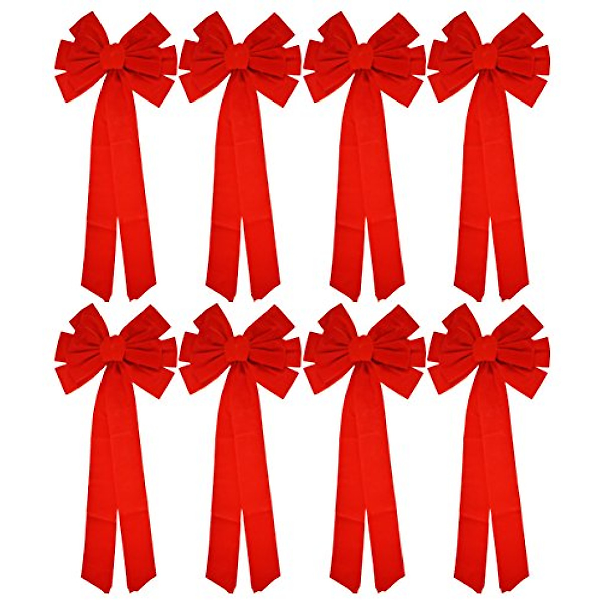 Black Duck Brand Set of 8 Christmas Red Velvet Bows 26" Long 10" Wide 10 Loop Holiday/Christmas Bows!