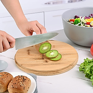 Bamboo Fiber Salad Bowl with Servers Set - Large 9.8 inches mixing bowls Solid Bamboo Salad Wooden Bowl with Bamboo Lid Spoon for Fruits,Salads and Decoration (Grey, 9.8INCH)