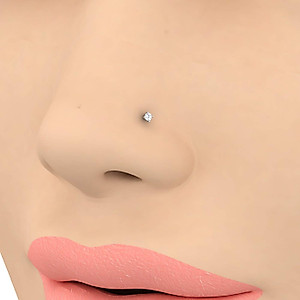 FINEROCK 0.03 Carat 4-Prong Solitaire Diamond Nose Pin Stud in 18K White Gold