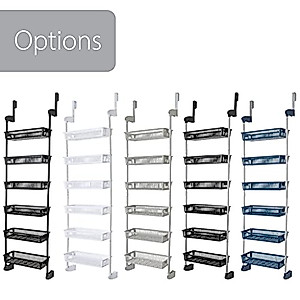 Smart Design Over The Door Organizer for Storage – Perfect for Pantry, Bedroom, Bathroom, Playroom, Kitchen - Maximum Storage with 6 Baskets  - Adjustable Steel Frame & Wall Mount – White