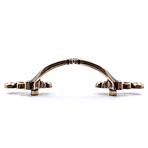 Jetland French Provincial Drawer Pulls - 6-Pack, Antique Brass, 2-1/2" Hole Centers, Vintage Shabby Chic Pulls for Dresser Nightstand Cabinet, PW1619ABR64