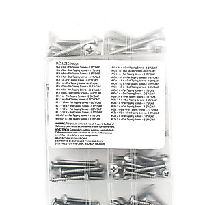 216 Pieces Stainless Steel Self Tapping Sheet Metal Screw Assortment, 34 Different Size of Oval and Pand Head for Fastening Wood, Metal or Fiberglass