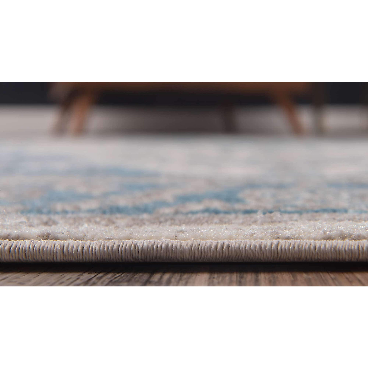 Unique Loom Salzburg Collection Classic Traditional Design Oriental Inspired Border Area Rug, 8 ft x 10 ft, Beige/Blue