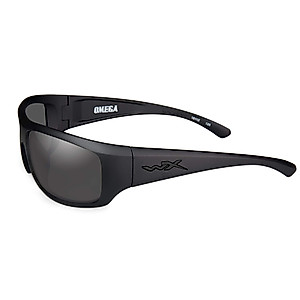 Wiley X WX Omega Sunglasses, Safety Glasses for Men and Women, UV Eye Protection for Shooting, Fishing, Biking, and Extreme Sports, Matte Black Frames, Tinted Lenses