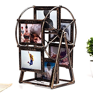 SURPRIZON Retro Vintage Rotating Ferris Wheel Picture Frame, Personalized Family Photo Frame Shows for 12 Photos Home Décor Christmas Birthday Gifts (Upgrade)