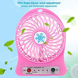 CCYLEZ Mini Table Fan,3 Speed Adjustable Baby Bed Car Seats Fan,USB Rechargeable battery Operated Small Fan Circulator,for Summer Gift(Red)