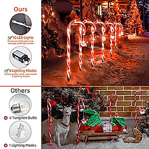 22'' Christmas Decorations Candy Cane Lights, 10pcs Waterproof Outdoor Christmas Lights with 8 Modes for Pathway Yard Lawn Patio Garden Indoor/Outdoor Decorations