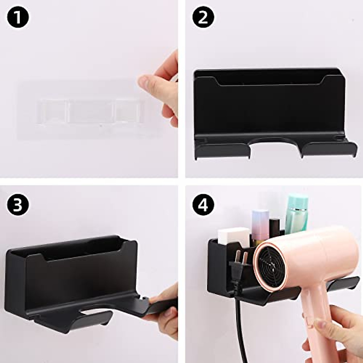 Tecbeauty Hair Dryer Holder Wall Mounted, Hair Tool Organizer, Blow Dryer Holder for Dyson Supersonic Hair Dryer, Bathroom Hair Care Accessories Storage Rack with 3 compartments