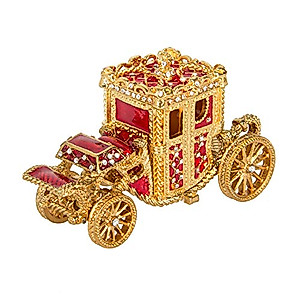 QIFU Vintage Hand Painted Royal Carriage Hinged Jewelry Trinket Box Unique Gift Home Decor