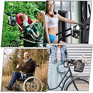 welltop Stroller Cup Holder with Phone Holder, 2 in 1 Bike Cup Holder, Universal Bottle Holder Organizer for Stroller, Bike, Wheelchair, Walker, Scooter (Black)