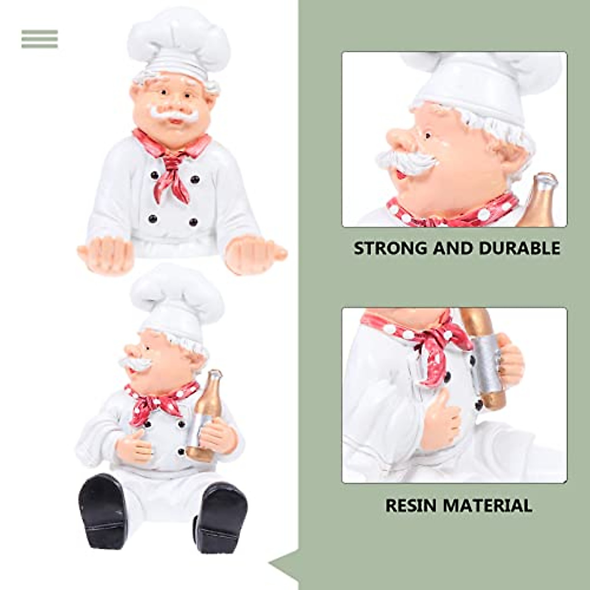 French Chef Figurine Wall Hook: Decorative Wall Mount Rack Hook Hanger 2Pcs Bakery Chef Statue Fat Chef Wall Art Decor for Kitchen Restaurant Bathroom