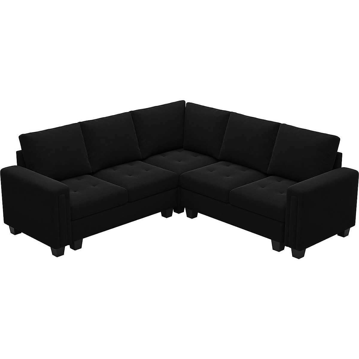 Belffin Velvet Modular Sectional Sofa Convertible Sectional Sofa Couch with Reversible Chaise L Shaped 4 Seater Corner Sofa Couch Black