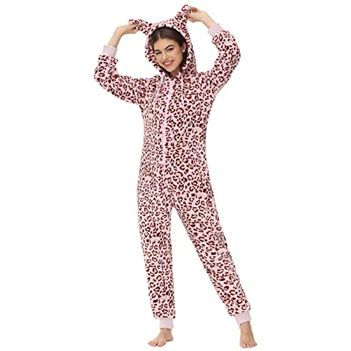 Zexxxy Women’s Stitch Costume Leopard Print Onesies Oversized Pluse Size Pink Leopard Print 2Xl