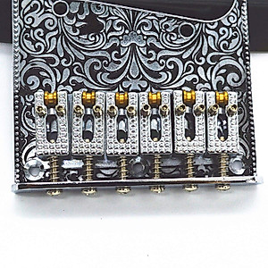 WANBY Professional 6 String Saddle Bridge Plate Beautiful Decorative Pattern for Tele Electric Guitar (Sliver)