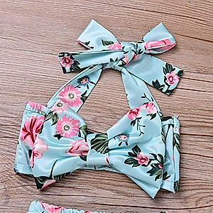 Cute Baby Girls 2Pcs Bikini Bathing Swimsuit Halter Tube Top+Floral Bottom Summer Sunsuit (Floral, 0-6Months)