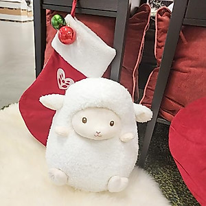 WEIGEDU 14 inches Adorable White Sheep Stuffed Animal - Soft Lamb Plush Toy Pillow with Embroidered Eyes, Fluffy Cushion for Kids, Babies, Birthday, Easter, and Bedtime Gifts