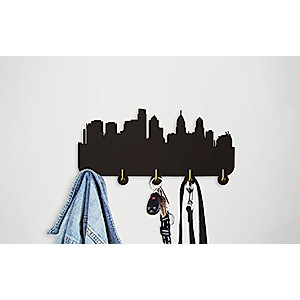 The Geeky Days America Philadelphia Skyline Tourist Attraction Modern Decor Wall Hooks Clothes Coat Robe Hooks Towel Hooks Keys Holder Bedroom Bathroom Hanger