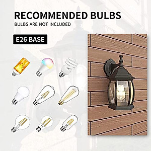 Pia Ricco Outdoor Wall Lights, Textured Black Exterior Light Fixtures with Clear Glass Shade, Waterproof Front Porch Lighting, Modern Sconces Lantern for Outside, House, Garage, E26 Socket, ETL Listed
