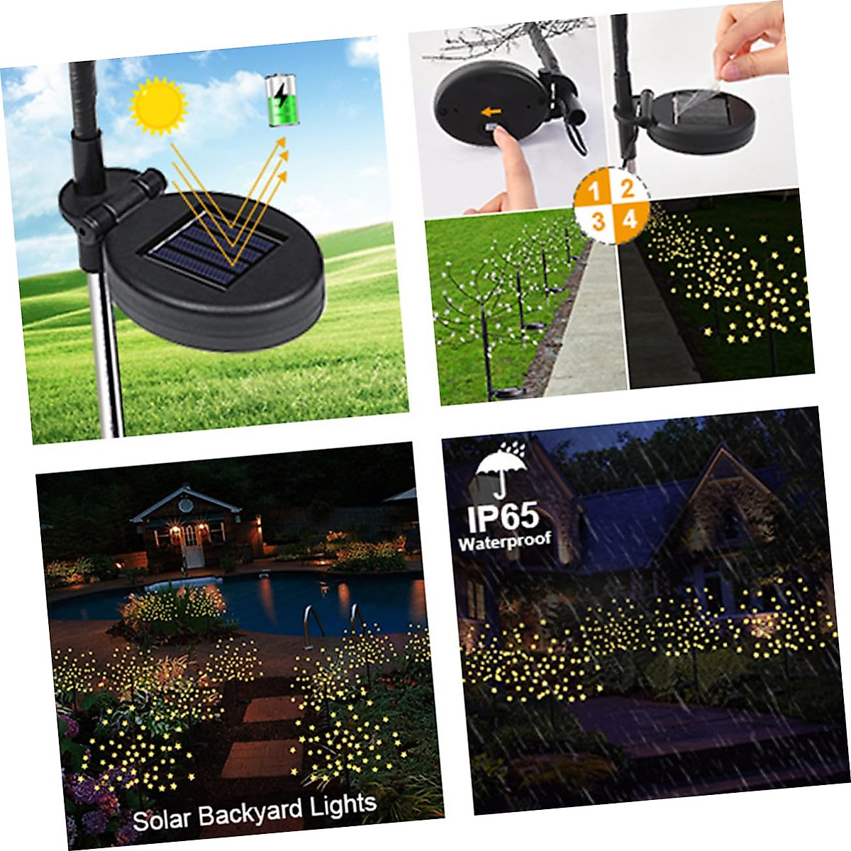 Housoutil Solar Outdoor LED Star Tree Branch Lantern Waterproof for Garden Patio Yard Decorative