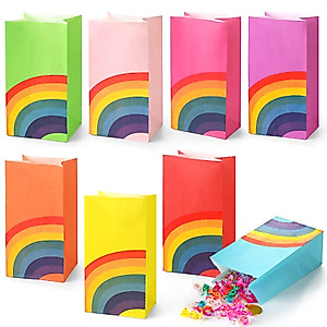 TOXOY 48 PCS Rainbow Gift Bags, Party Favor Bags Small Gift Bags Paper Candy Bags for Birthday Party