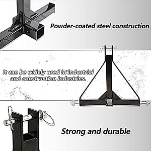 3 Point 2" Receiver Trailer Hitch Category 1 Tractor Tow Drawbar Adapter for BX Kubota, John Deere, LM25H WLM Tractor, NorTrac, Kioti, Yanmar, Cat