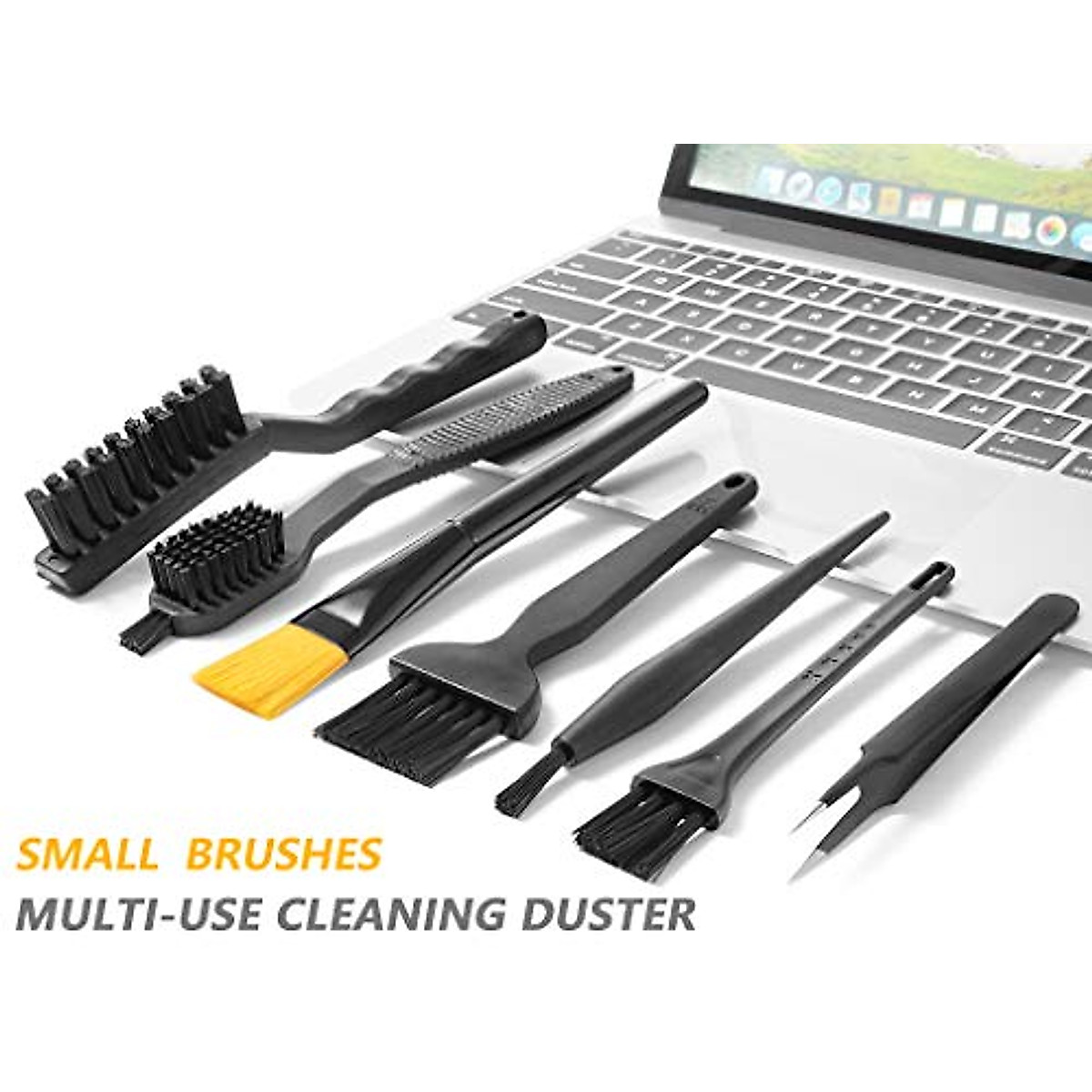 Computer PC Keyboard Laptop Electronics Camera Small Cleaning Brush Kit (Black, Set of 7)
