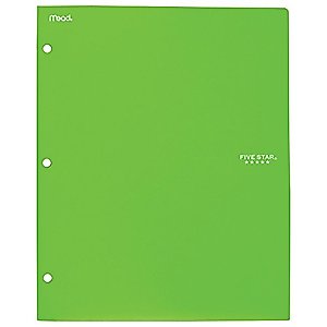 Five Star 2 Pocket Folder, Stay-Put Folder, Plastic, Folders with Pockets, Color Selected for You, 1 Count (33210)