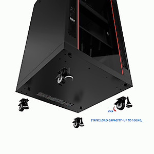 Sysracks 18U 24inch Deep Server Rack Cabinet It Enclosure Premium Series Data It Locking Under Desk Network Rack with Wheels PDU and Other Accessories