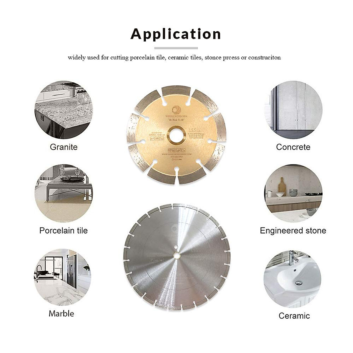 WHIRLWIND USA LSS 14 Inch Diamond Saw Blade,Dry or Wet Cutting Concrete Saw Blades for Sharp Cutting Concrete Marble Granite Brick Masonry,Broadened Cutter Head