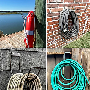 Yoniccal Garden Hose Holder Water Hose Hanger Wall Mounted,304Stainless Steel Solid Hose Hook Holds Up to 150Ft Garden Hose, Expandable Hose, Water Hose Black