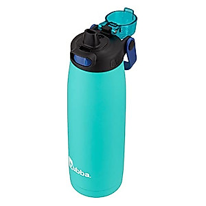 Bubba Radiant Vacuum-Insulated Stainless Steel Water Bottle with Leak-Proof Lid and Straw, Rubberized Water Bottle with Push-Button Straw Lid, Keeps Drinks Cold up to 12 Hours, 24oz Island Teal