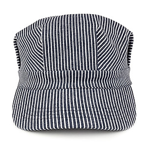 Armycrew Oversized Classic Conductor Cotton Engineer Army Cap - Blue Stripe - XL