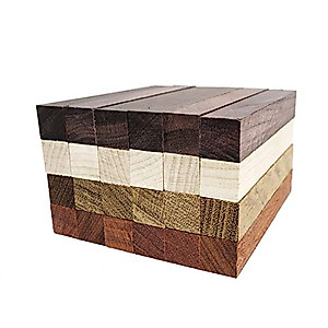 Exotic Wood Pen Blanks 24-Pack: Bloodwood, Mexican Ebony, Jatoba, Hard Maple, 6 of Each Wood Type, 5 x 3/4 x 3/4 inches