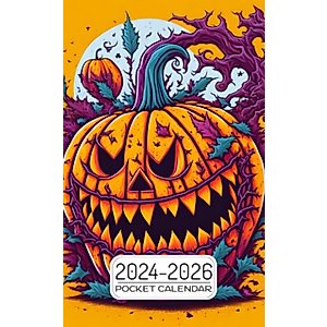 Pocket Calendar 2024-2026: Two-Year Monthly Planner for Purse , 36 Months from January 2024 to December 2026 | Graffiti illustration | Halloween pumpkin