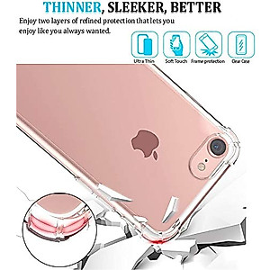 iPhone SE 2nd 2020 New/iPhone SE 3 2022, iPhone 8, iPhone 7 Case, Screen Protector Slim Shock Absorption Reinforced Corner Soft TPU Silicone Clear iPhone SE 3 2022 Case 4.7" (Clear)