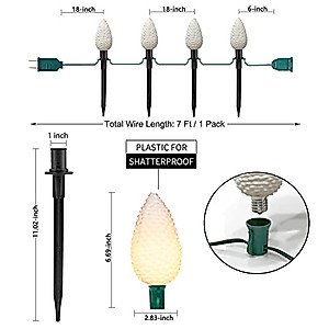 C9 Christmas LED Pinecone Pathway Stakes Lights, 2 Pack 7Ft Connectable String Lights with 8 Pinecone Driveway Markers Lights, Xmas Decorations Pathway Lights for Outdoor Garden Patio Walkway