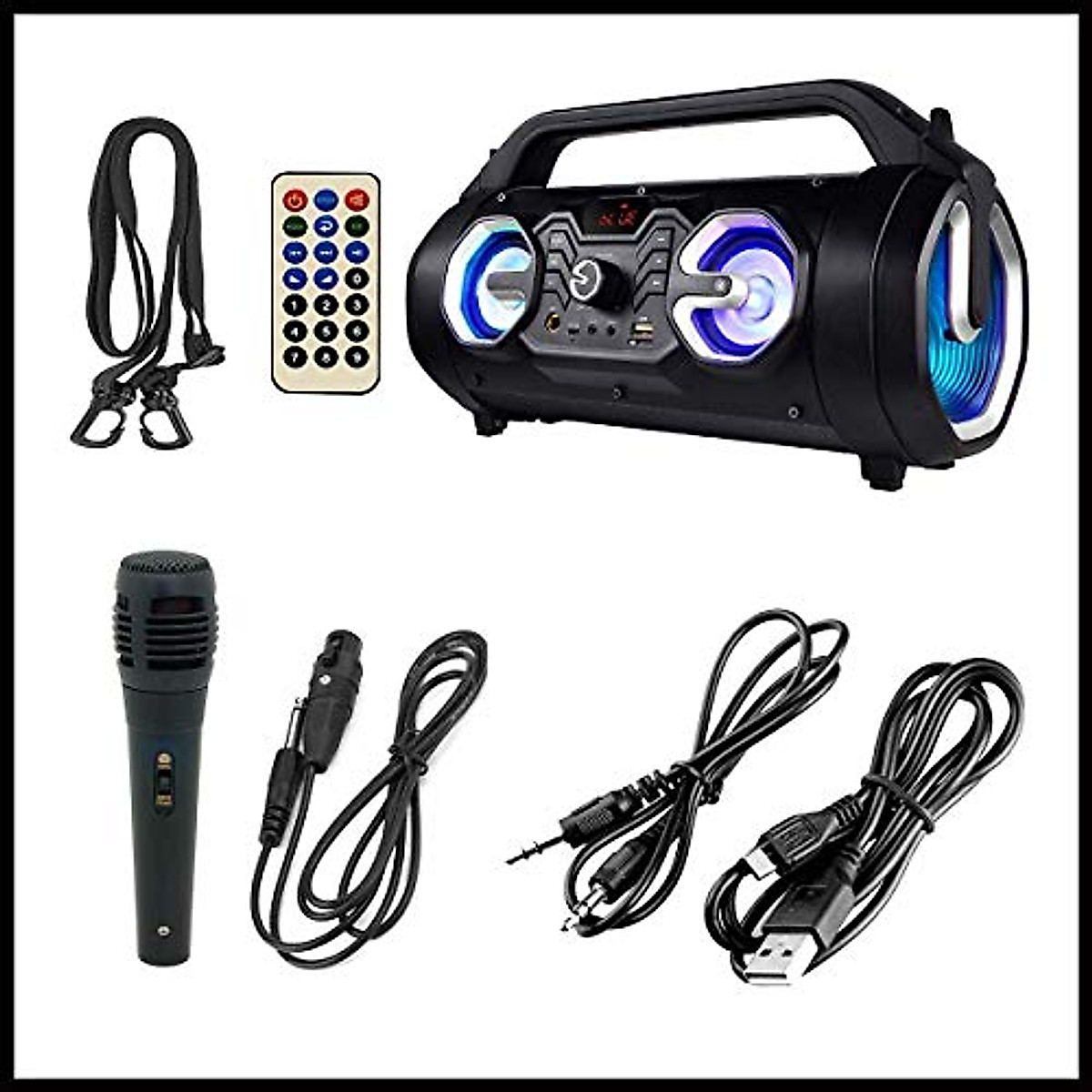 Boytone BT-16S Portable Bluetooth Boombox Speaker, Indoor/Outdoor, 25W, Loud Sound, Deeper Bass, EQ, 5" Subwoofer, 2 x 3 Tweeter, FM, 9H Playtime, USB, Micro SD, AUX, Microphone, Recording, LED Light