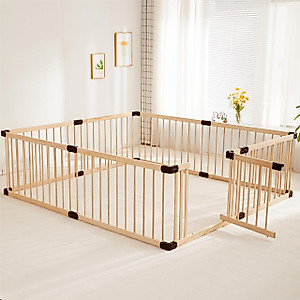 Wooden Baby Playpen,Playpen Play Pens for Babies and Toddlers,Toddler Playpen,Baby Play Fence Yards,Large Baby Playpen Wood (180×240×61 CM)