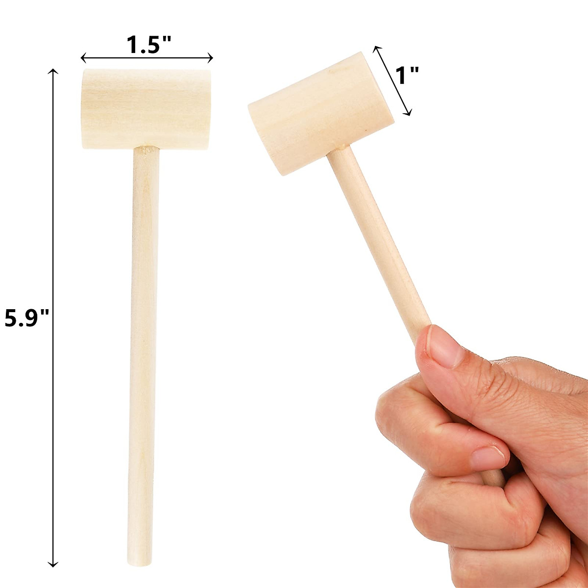 DEAYOU 60 PCS Mini Wooden Hammers Mallets, Crab Mallet Wood Hammer for Chocolate, Breakable Hearts, Small Multi-Purpose Hardwood Cracking Tool Beating Gavel for Lobster, Seafood, Shellfish, Crafts