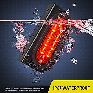 Nilight 6Inch Oval Trailer Tail Light with flush Mount Grommets Plugs w/Mounting Brackets 2PCS Red Waterproof Stop Brake Turn Trailer Lights for RV Truck, 2 Years Warranty