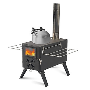 Vikiullf Camping Wood Stove - Portable Outdoor Tent Stove with with Pipe, Heating Burner Stove for Ice-fishing, Camping, Cookout, Hiking, Travel