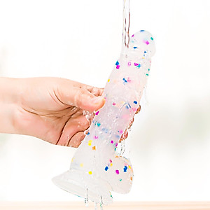 Realistic Clear Dildo for Beginners, 7.6 Inch Silicone Thick Dildo with Strong Suction Cup for Vagina & Anal Play, Adult Sex Toy for Women Masturbation