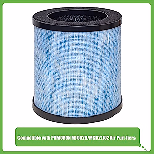 Hichoryer MJ002H Replacement Filter, Compatible with POMORON MJ002H / MGK21J02 Air Purifier, High Performance Multi-Layer Filter, Compare to Part# MJ002H-RF, 2 Pack