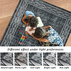 NANAN 8x10 Non-Shedding Area Rugs Easy to Clean Short Shag Plush Area Rug Washable Folding Back Rug Anti-Slip Area Rug for Living Room, Bedroom,Children's Room,Grey 8'x10'