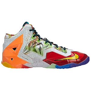 Nike Mens Lebron XI Premium "What the Lebron" Black/Lava/Silver-Galaxy Blue Synthetic Basketball Shoes Size 11
